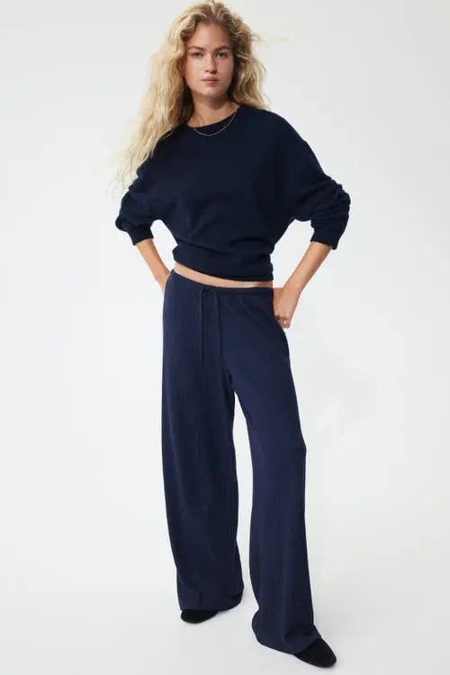 H&m Rib-knit Wide-leg Trousers