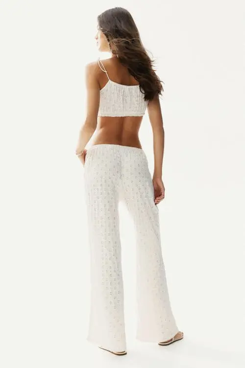 H&m Lace-look Drawstring Trousers - White