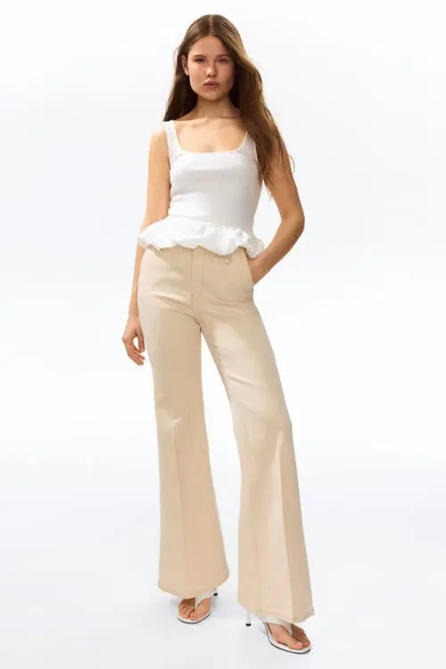 H&m Bootcut High Waist Jeans - Light Beige
