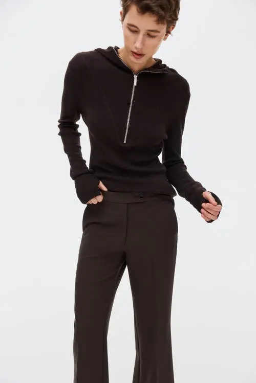 H&m Bootcut Ankle-length Trousers - Dark Brown