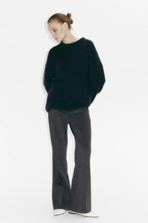 H&m Bootcut Crease-front Trousers - Dark Gray