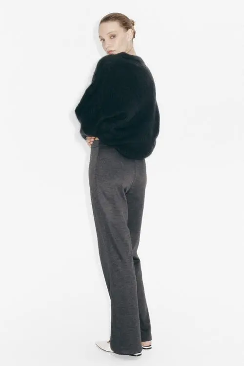 H&m Bootcut Crease-front Trousers - Dark Gray