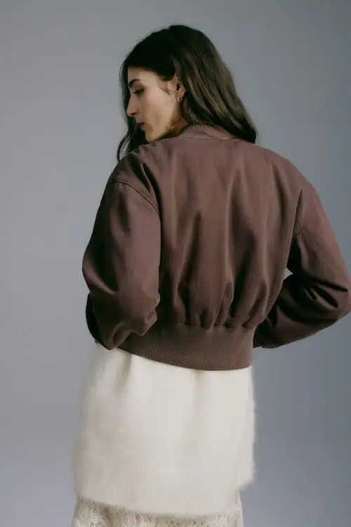 H&m Bomber Jacket With Ribbed Collar And Cuffs