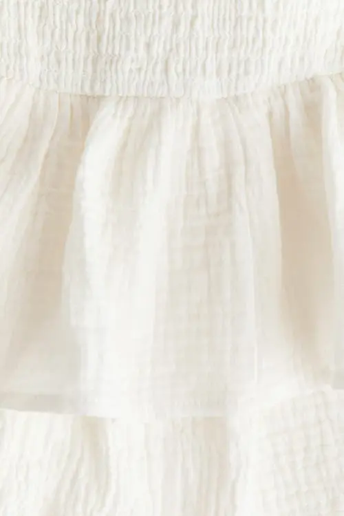 H&m Smocked Tiered Mini Dress - Cream