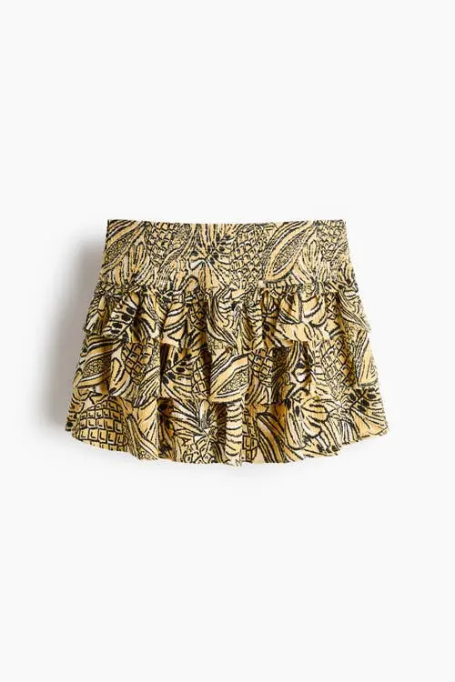 H&m Tiered Viscose Mini Skort - Beige/black