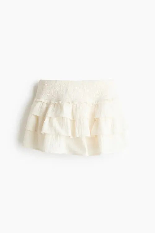 H&m Tiered Viscose Mini Skort - Cream