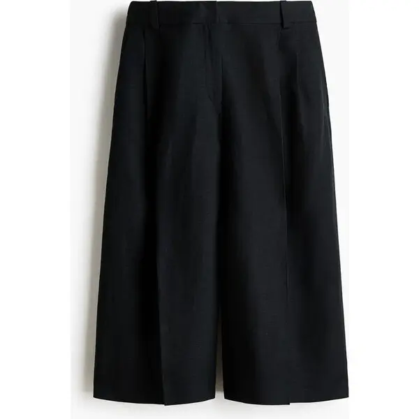 H&m Wide Linen-blend Culottes - Black
