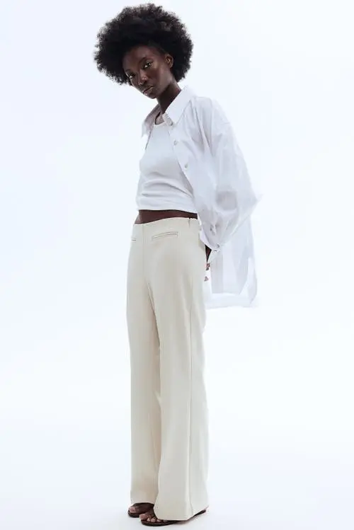 H&m Bootcut Twill Trousers - Light Beige