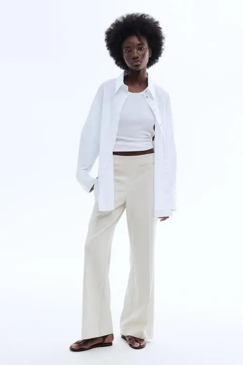 H&m Bootcut Twill Trousers - Light Beige