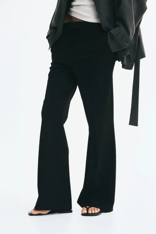 H&M Bootcut Trousers With Pinstripes - Black