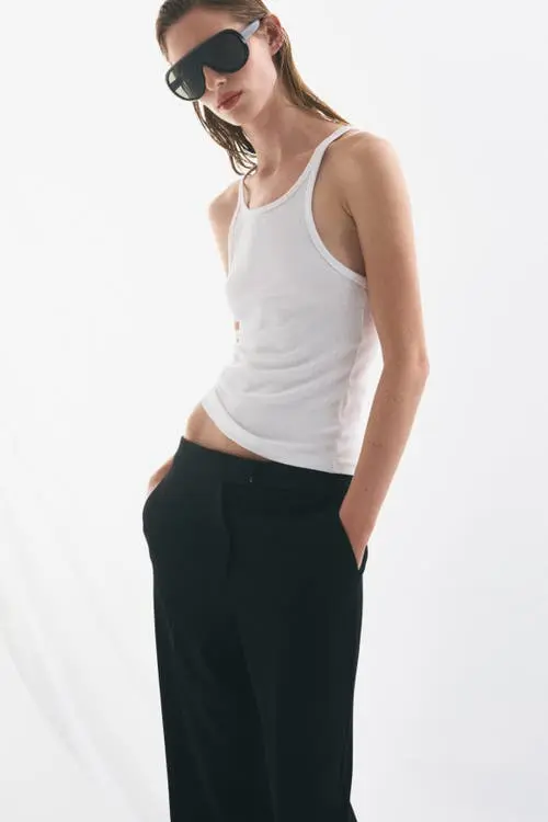 H&M Bootcut Trousers With Pinstripes - Black