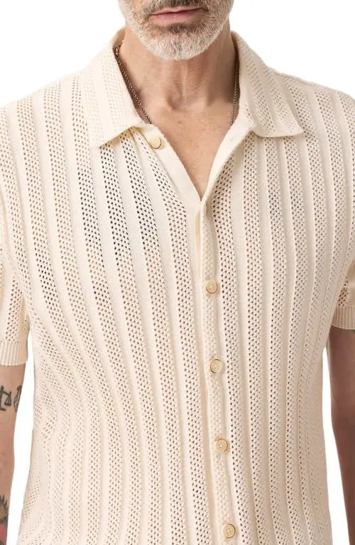 John Varvatos Open Stitch Stripe Stretch Cotton Sweater