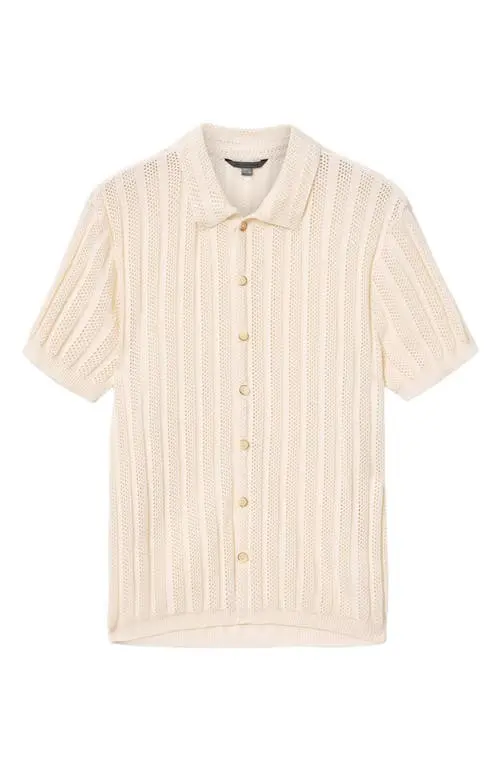 John Varvatos Open Stitch Stripe Stretch Cotton Sweater
