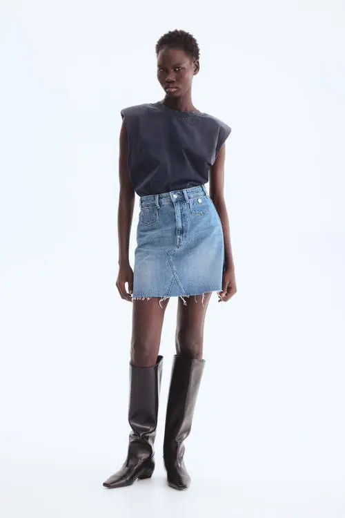 H&m A-line Denim Mini Skirt