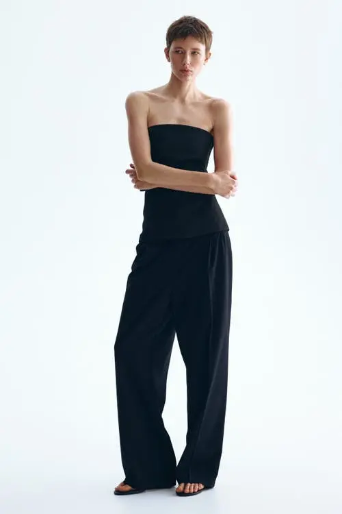 H&m Tailored Trousers With Straight Legs - Black