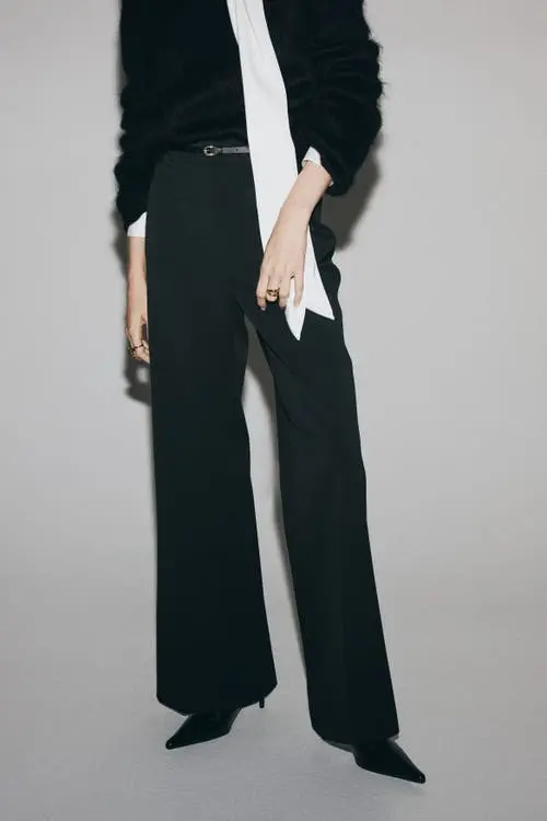 H&m Flared Belted Trousers