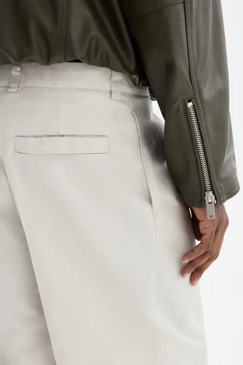 H&m Relaxed Fit Tailored Cotton And Lyocell Trousers - Light Beige