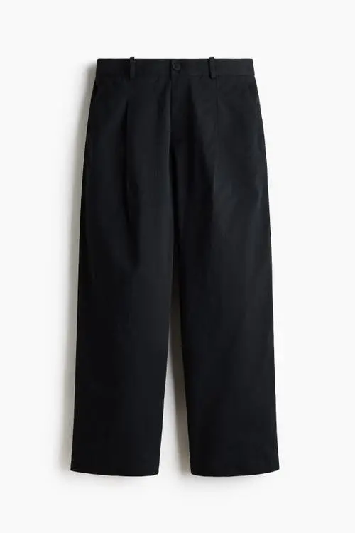H&m Loose Fit Tailored Trousers In Cotton And Lyocell Blend