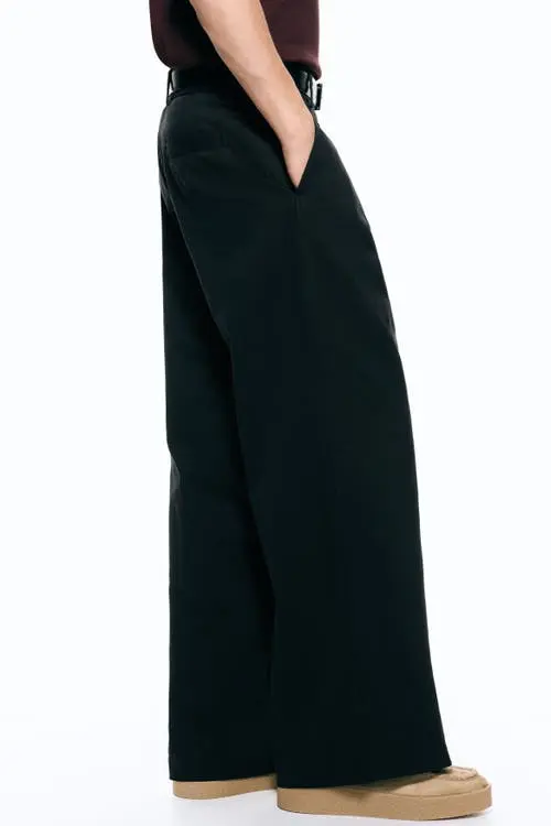 H&m Loose Fit Tailored Trousers In Cotton And Lyocell Blend