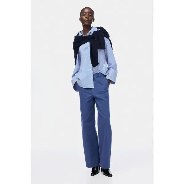 H&m Cotton Canvas Trousers - Blue