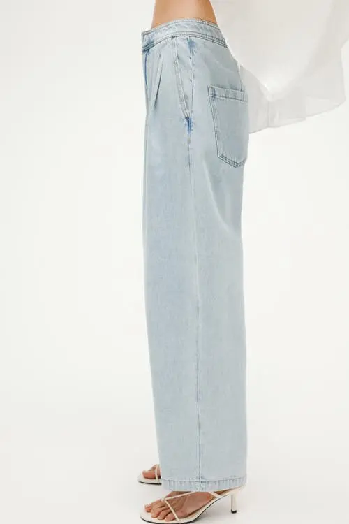 H&m Barrel High Waist Ankle Jeans - Light Denim Blue