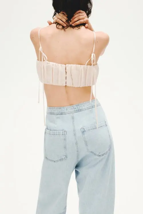 H&m Barrel High Waist Ankle Jeans - Light Denim Blue