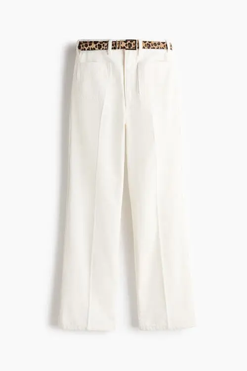 H&M Straight Leg High Waist Jeans With Textured Belt