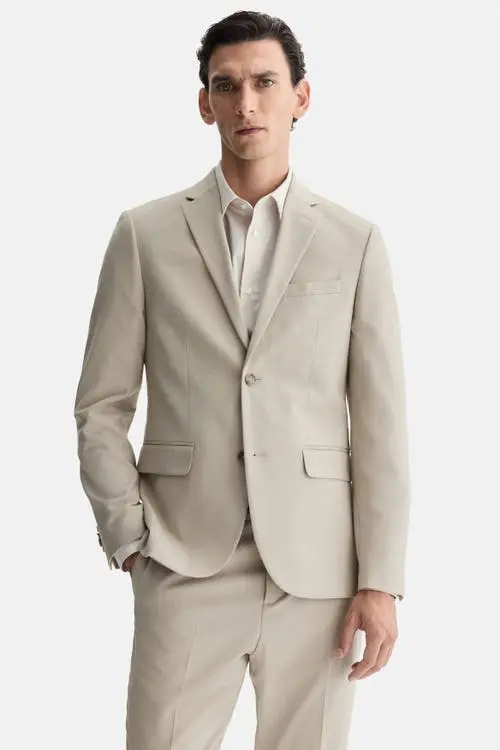 H&m Slim Fit Single-breasted Jacket - Beige