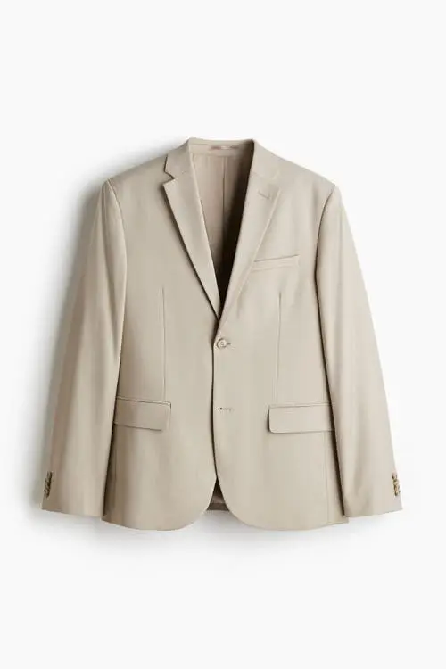 H&m Slim Fit Single-breasted Jacket - Beige