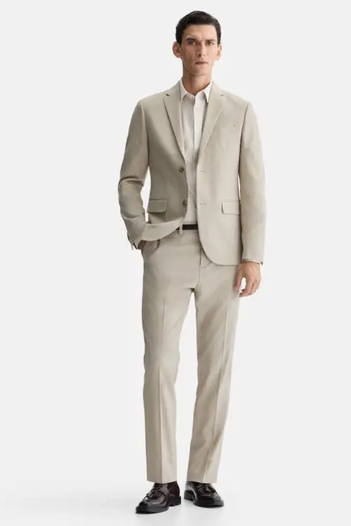 H&m Slim Fit Single-breasted Jacket - Beige