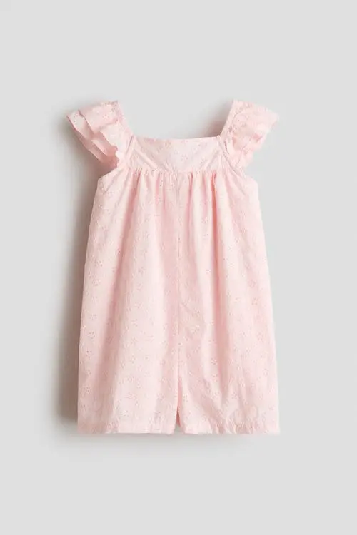 H&m Flutter-sleeved Square Neck Jumpsuit - Light Pink