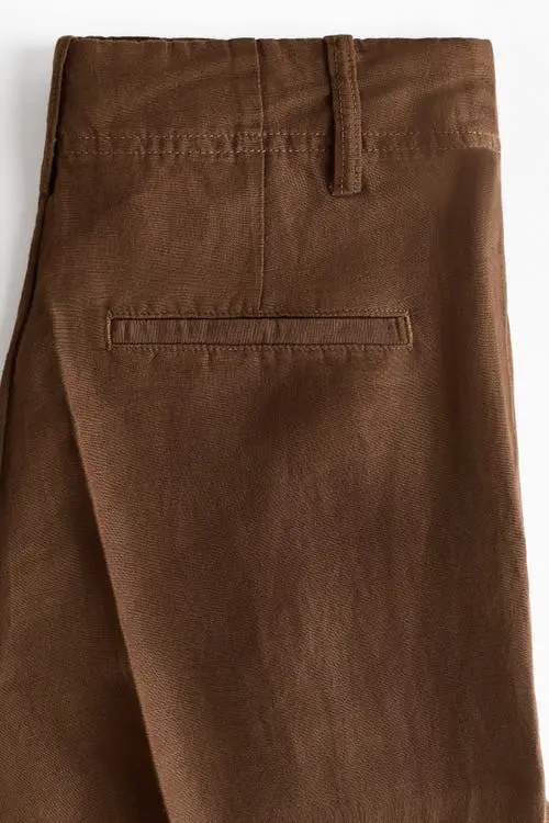 H&m Tapered Linen-blend Trousers - Brown