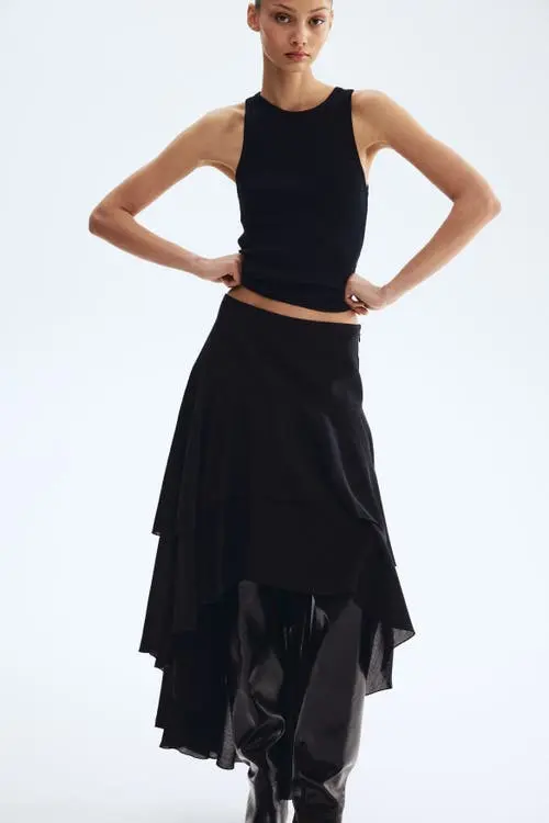 H&m Tiered High-low Skirt