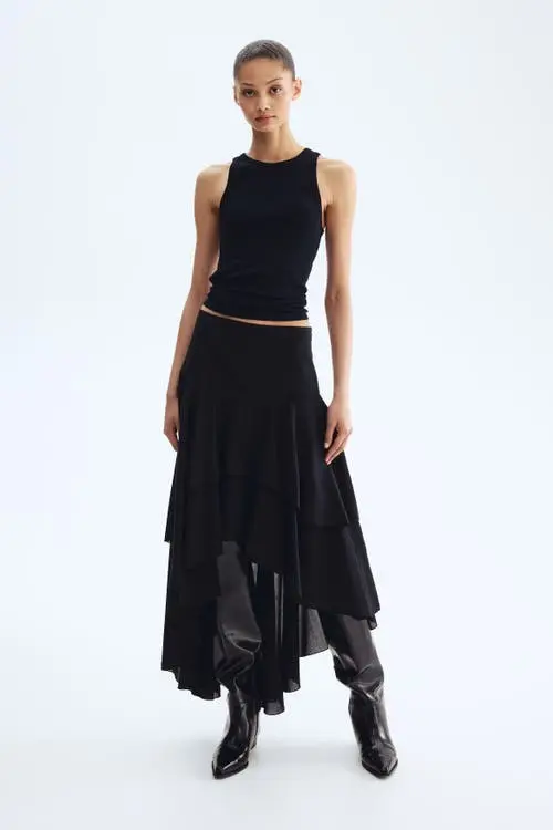 H&m Tiered High-low Skirt