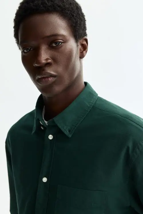 H&m Regular Fit Oxford Shirt - Dark Green