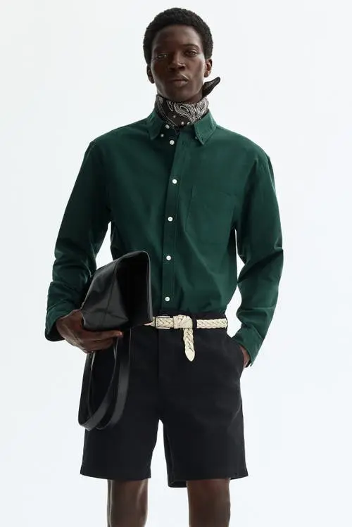 H&m Regular Fit Oxford Shirt - Dark Green