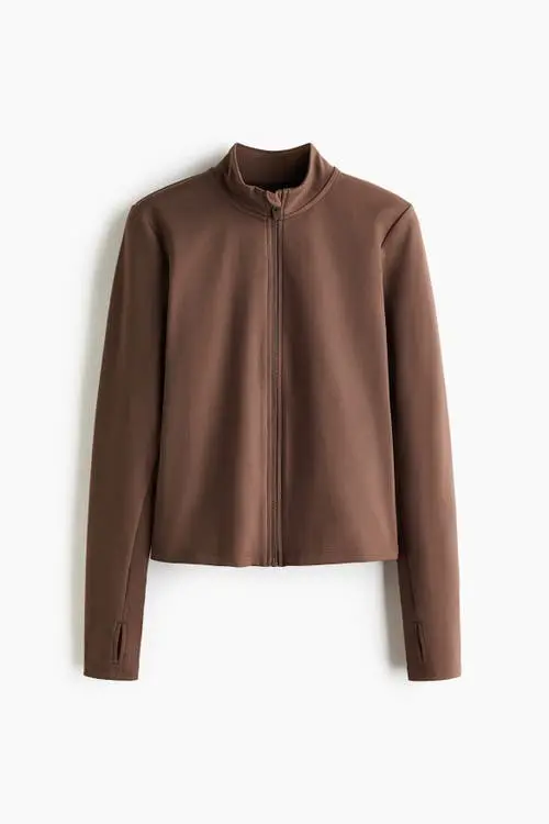 H&m Softmove™ Zip-through Sports Jacket - Mocha