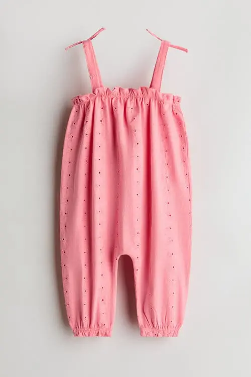 H&m Cotton Broderie Anglaise Romper - Hot Pink