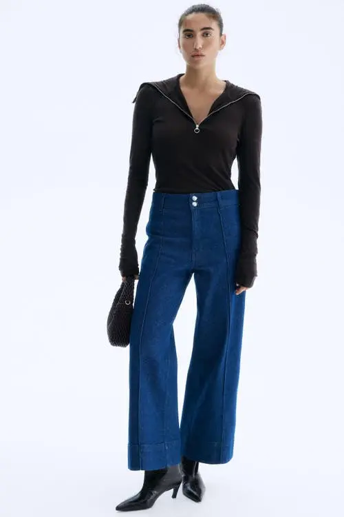 H&m Wide High Ankle Jeans - Blue