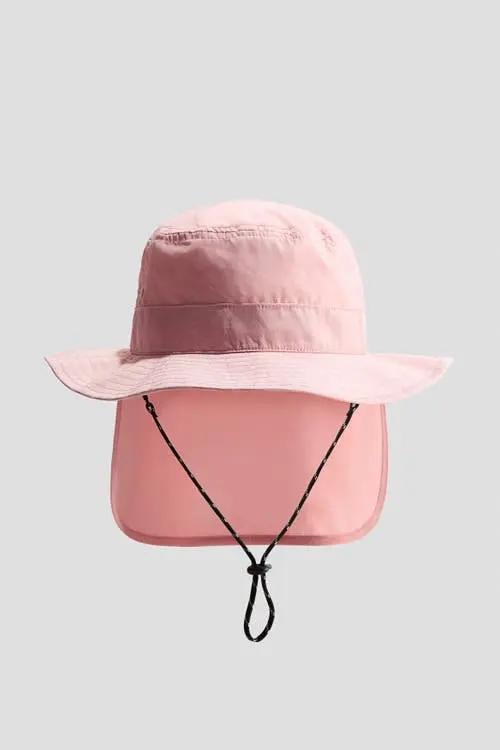 H&m Upf 50 Sun Hat With Wide Brim And Neck Flap - Light Pink