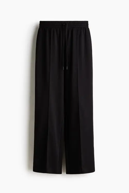 H&m Wide Crease-front Joggers - Black