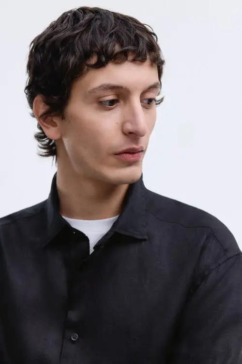 H&m Slim Fit Linen Shirt - Black