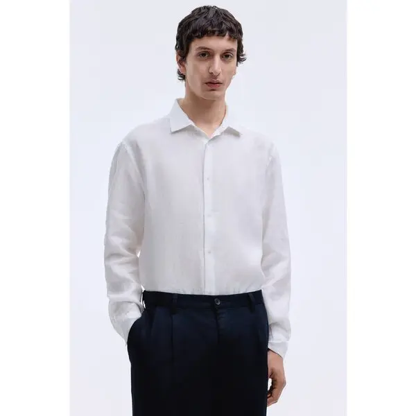 H&M Slim Fit Linen Shirt - White