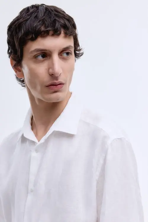 H&M Slim Fit Linen Shirt - White