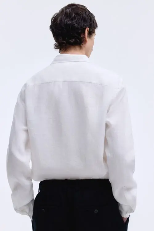 H&M Slim Fit Linen Shirt - White