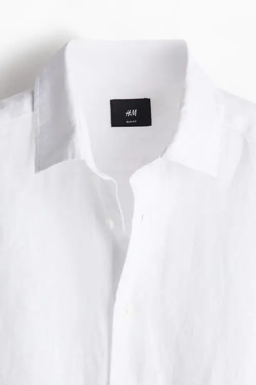 H&M Slim Fit Linen Shirt - White