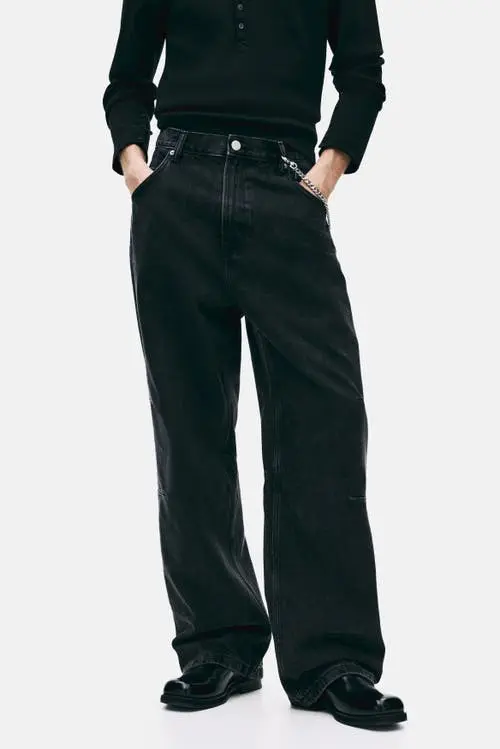 H&m Baggy Darted Jeans - Black