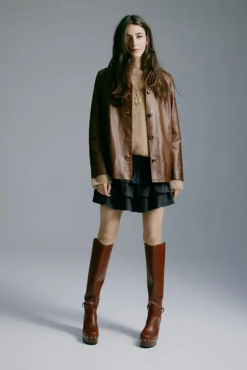 H&m Tiered Skort With Smocked Waist