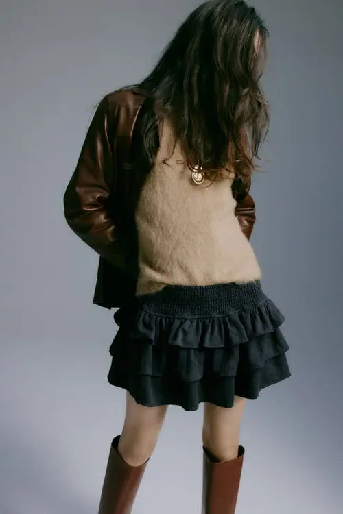 H&m Tiered Skort With Smocked Waist