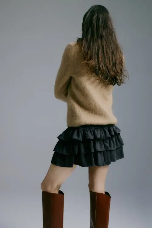 H&m Tiered Skort With Smocked Waist
